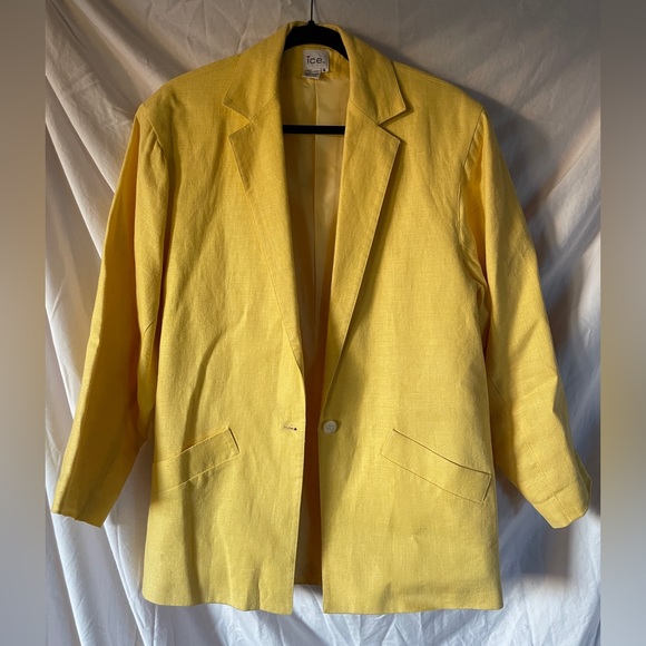Vintage | Jackets & Coats | Vintage Yellow Linen Blazer | Poshmark